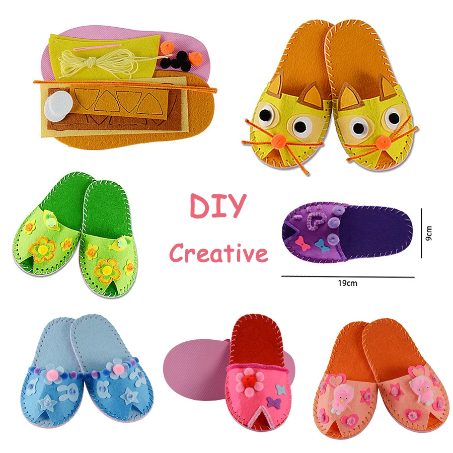Montessori Toys Handmade DIY Creative Cartoon Slippers Sewing kit,Non ...