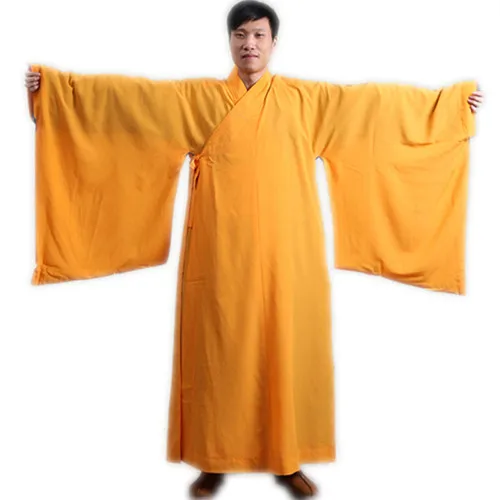 Shaolin Unisex Monk Long Robe Costume Buddhist Kungfu Jacket Martial ...