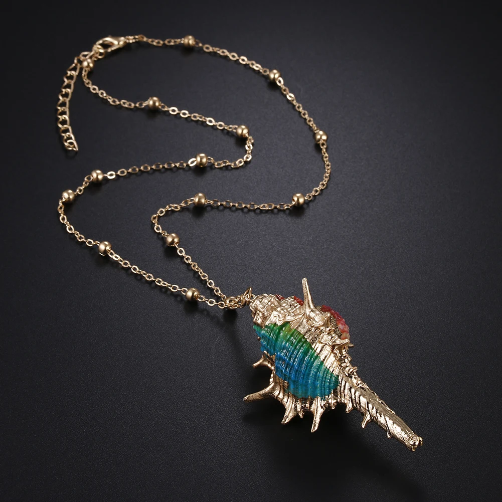 Bohemian-Natural-Cowrie-Shell-Pendant-Necklace-Conch-Shell-Chain ...