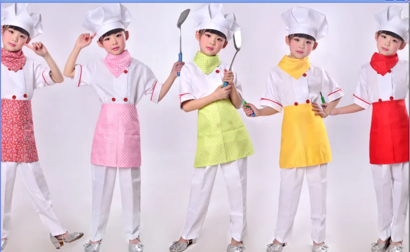 5 PCS Children Chef's Uniform Girl Cooking Clothes for Game Boy Chef's ...