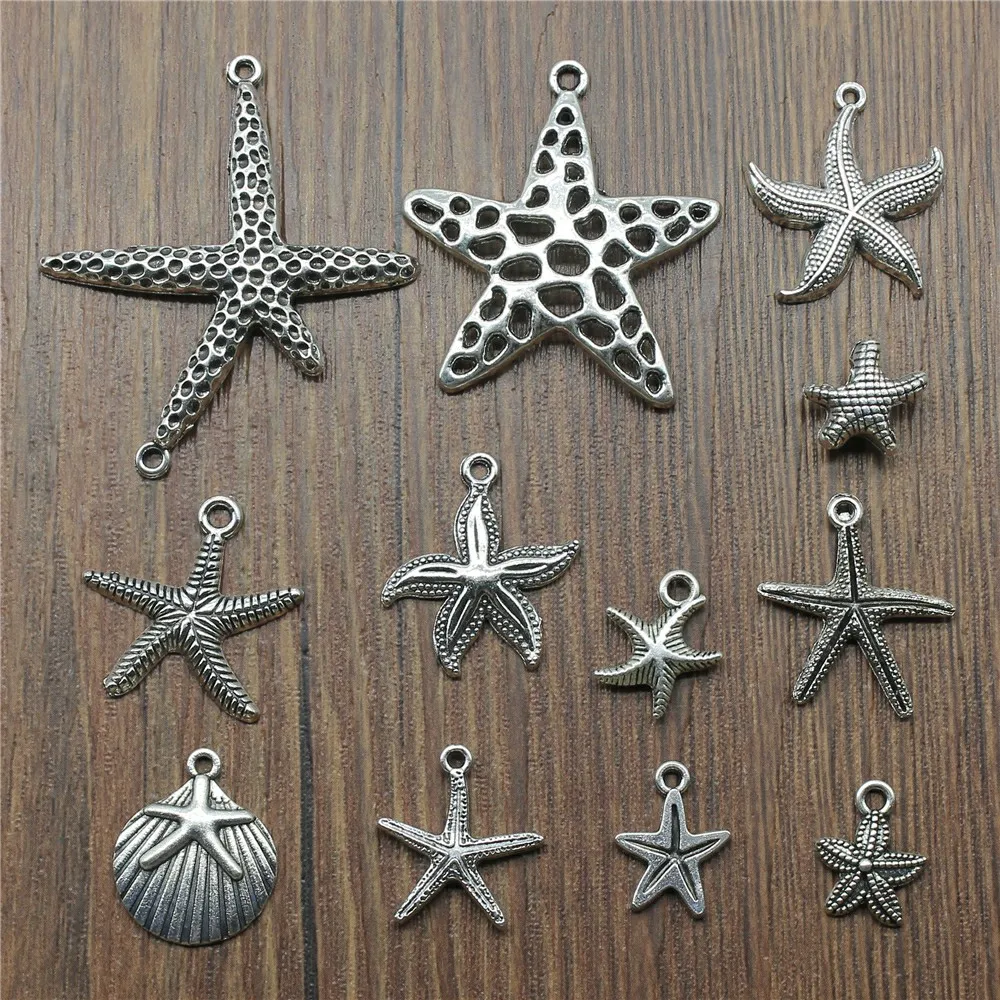 20pcs Starfish Charms Antique Silver Color Starfish Pendant Charms Sea ...