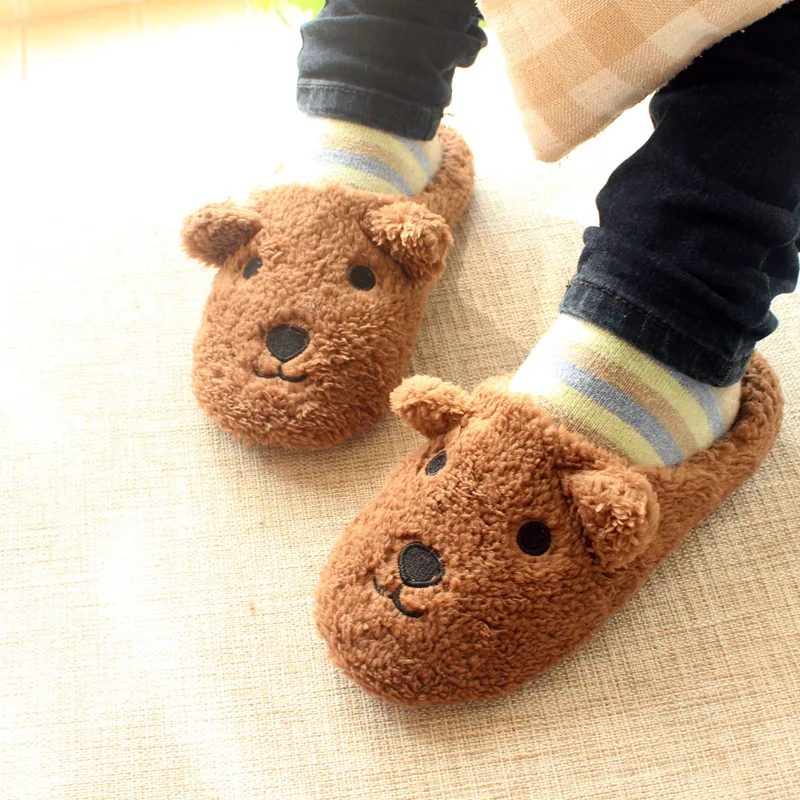 Extremely Cute Teddy Bear Shape Slippers Cartoon For Winter Soft Plush ...