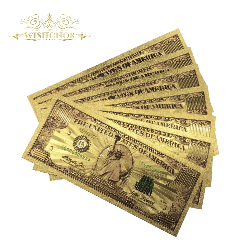 Wishonor Colored Gold Banknote US Dollar Bill Note One Million 24k Gold ...