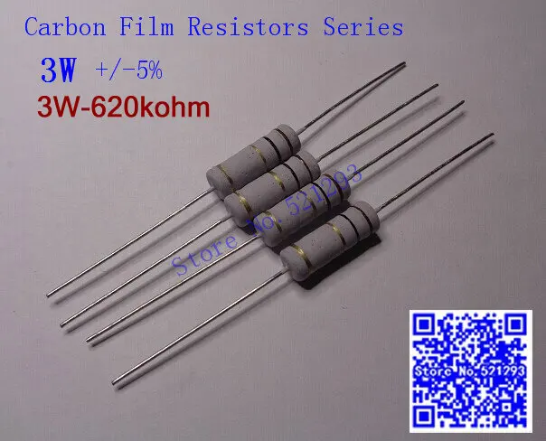 3 W 620 k ohm Carbon film resistor +/ 5%/3 W 620 K ohm 5% Resistor/3 W ...