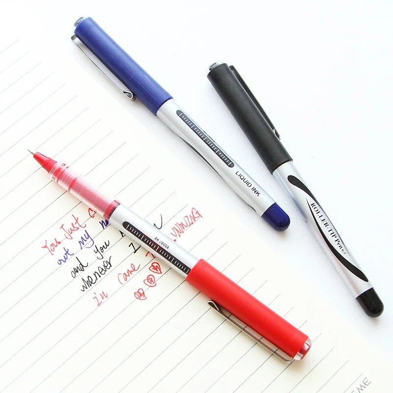 12 Pcs Lot Classic Roller Tip Pen Wholesale 3 Color Gel Pens Liquid Ink
