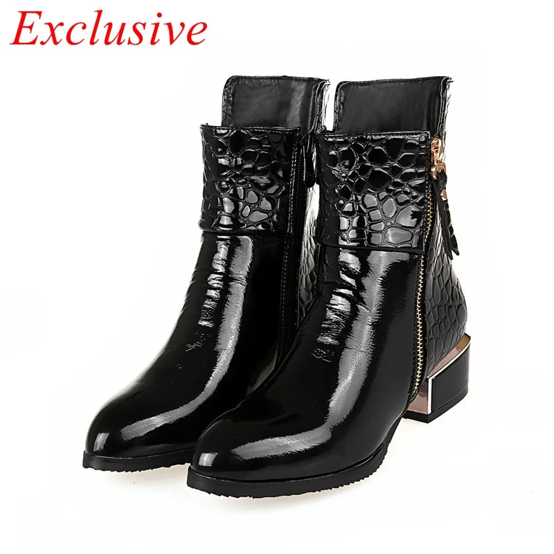 bottes femme cuir vernis noir