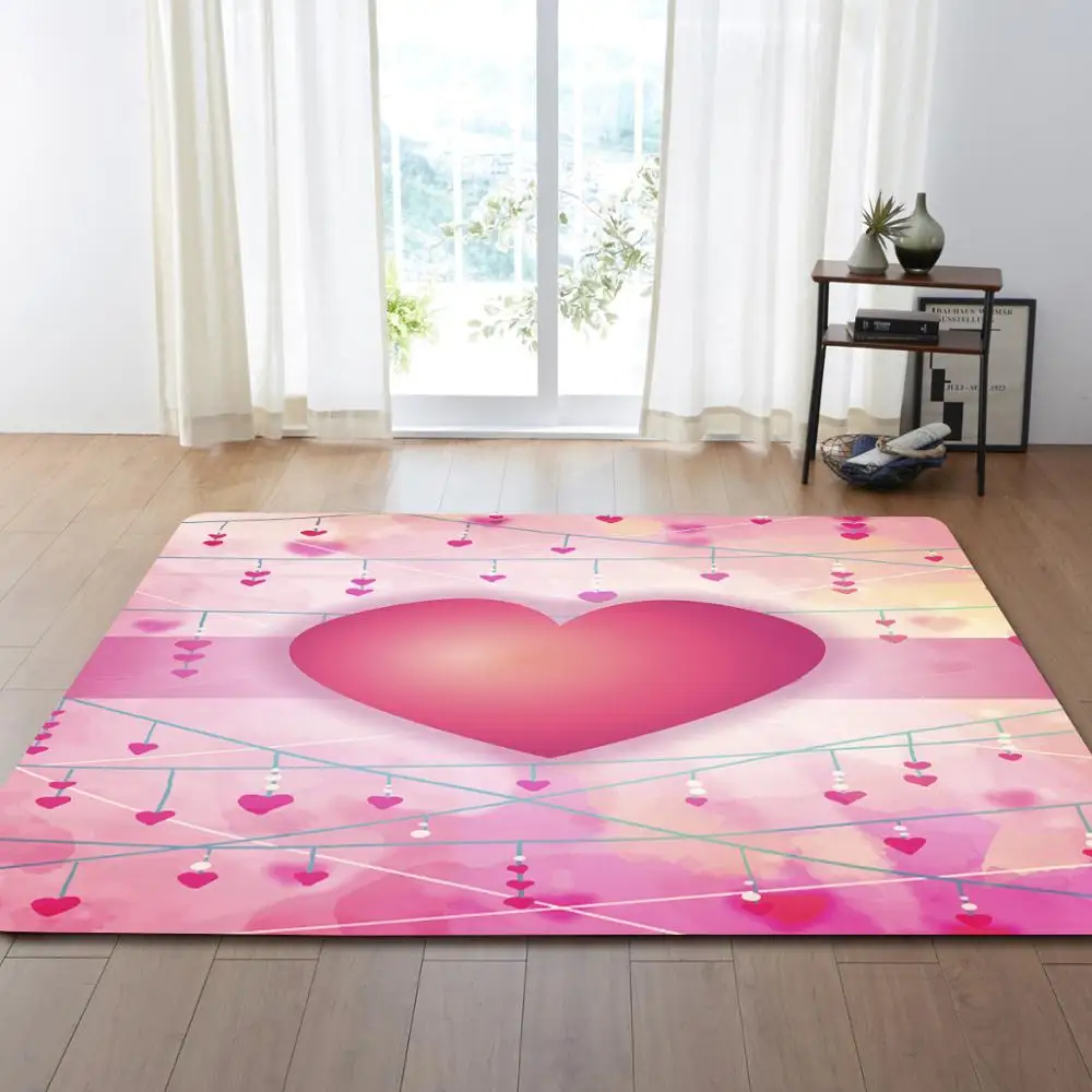 Nordic Style Carpets Heart-shaped Print Living Room Home Decor Rugs ...