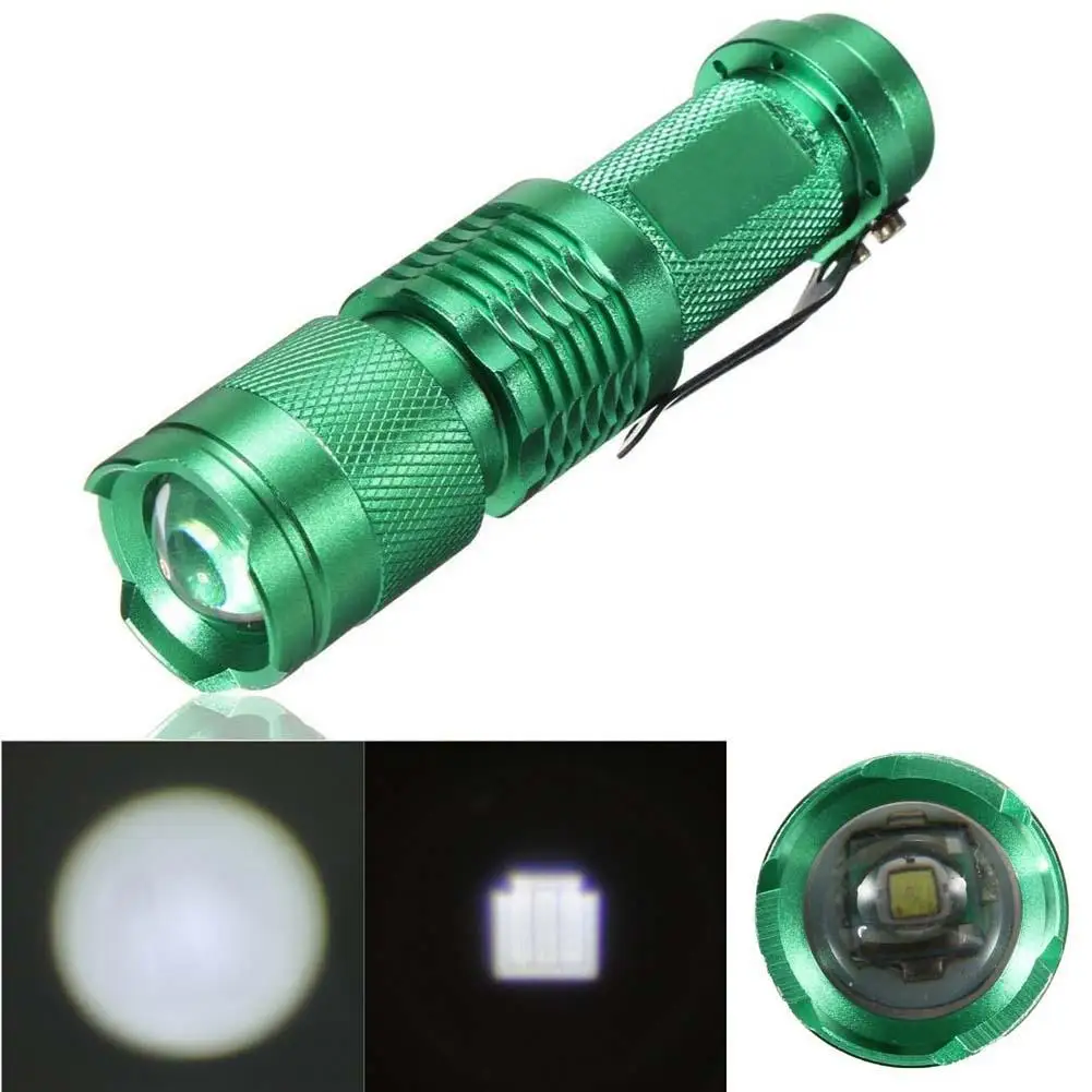 1200lm Q5 LED Mini Zoomable Flashlight Torch Lamp 14500 AA Light Green ...