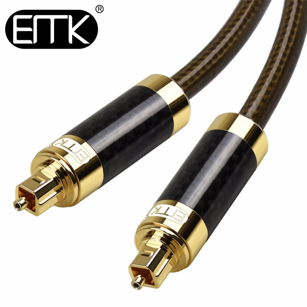 Emk Optical Audio Cable Carbon Fiber Shell Digital Spdif Optical Toslink Audio Cable Od8.0 10m ...