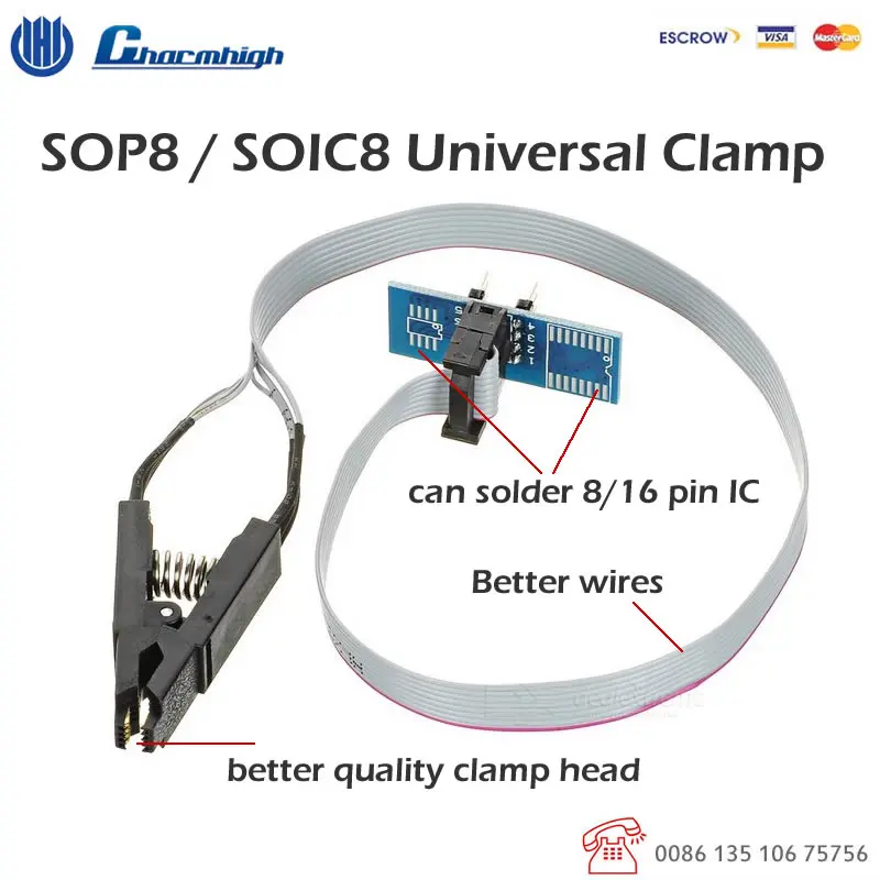 Fre Shipping New Ic Clamp Soic8 Sop8 Ic Clip 1 Adapter For 24c 93c 25