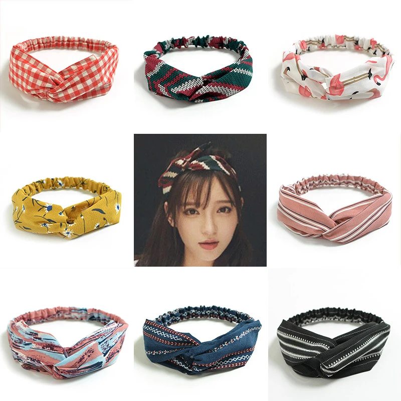 새로운 상위 매듭 터 번 머리띠 꽃 탄성 헤어 밴드 머리 후프 스트라이프 헤어 액세서리 여자 여자 트위스트 매듭 머리 띠 ...
