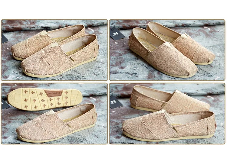 Summer Linen Shoes Men's Low-Top Canvas Shoes Breathable a Pedal Lazy ...