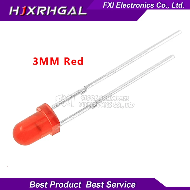 100pcs Red light emitting White turn Red 3mm led new original|white led ...