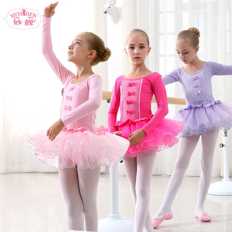 ballet clothes children dance performances long sleeve dress 100cm to ...