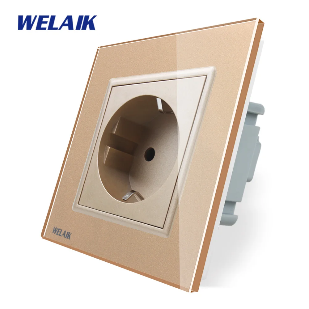 WELAIK EU Wall Socket European Standard Power socket Wall Outlet Gold ...