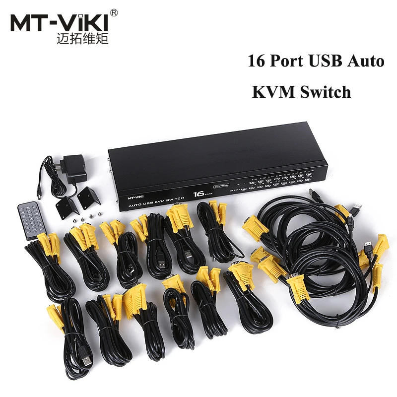 16 Port Smart KVM VGA Switch USB2.0 VGA Switcher with Remote Controller ...
