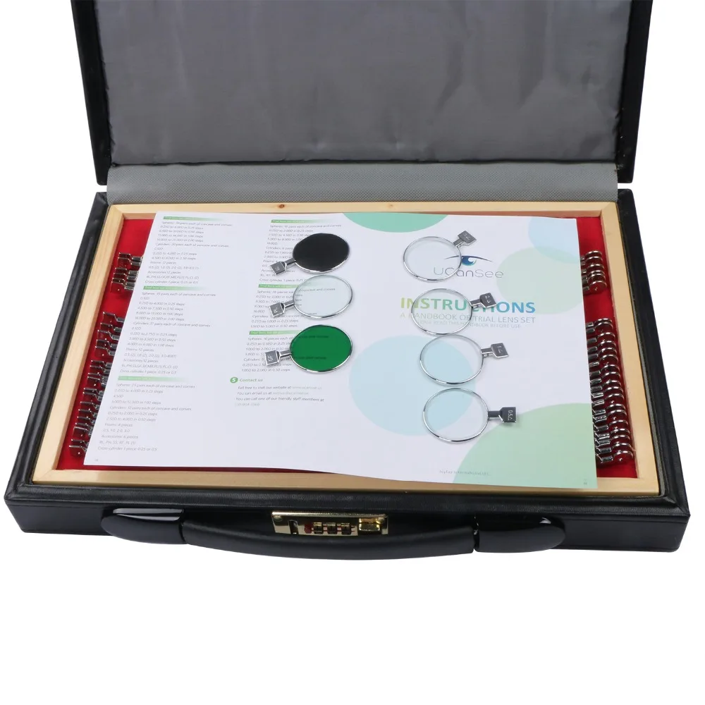 104 Pcs Optical Trial Lens Set Metal Rim Leather Case + Free Trial ...