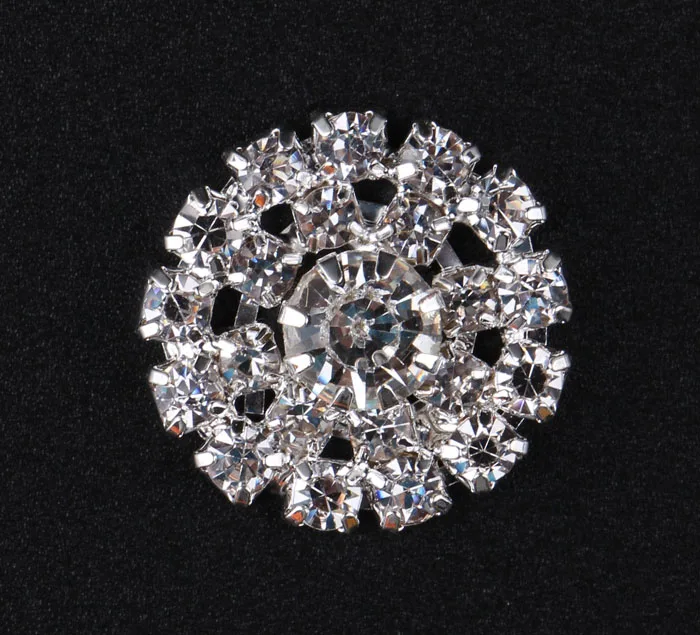 (2pcs/lot) Bling Silver Base Diamond Buttons Artificial Metal Crystal ...