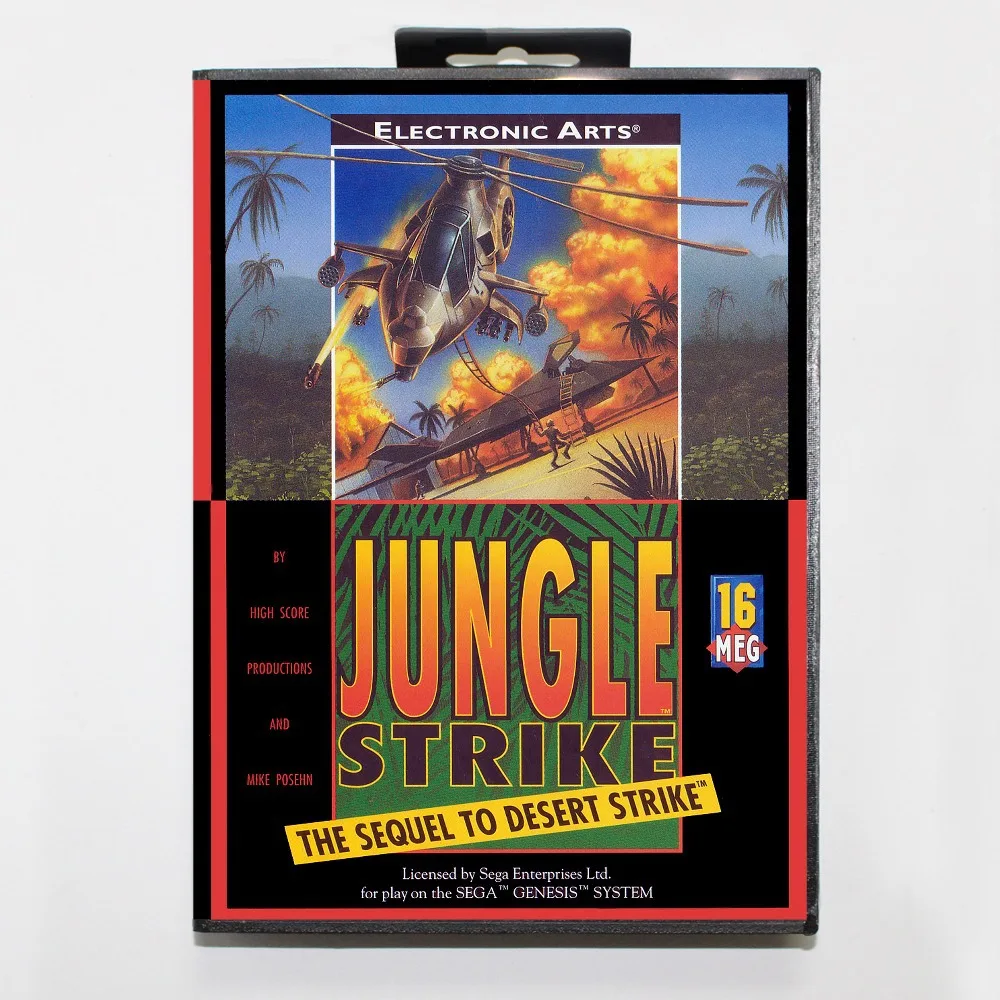 Cartucho de juego Sega MD de 16 bits con caja de venta al por menor, carro de juego Jungle ...