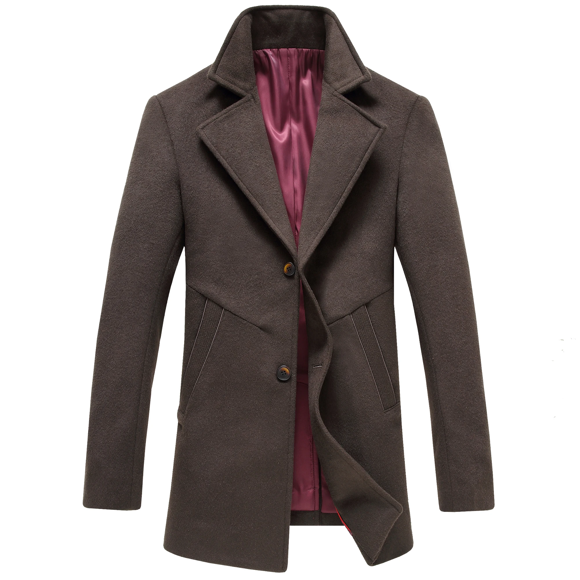 Woolen Overcoat for Men Business Gentlemen Trench Coat Jackets Hoodie ...