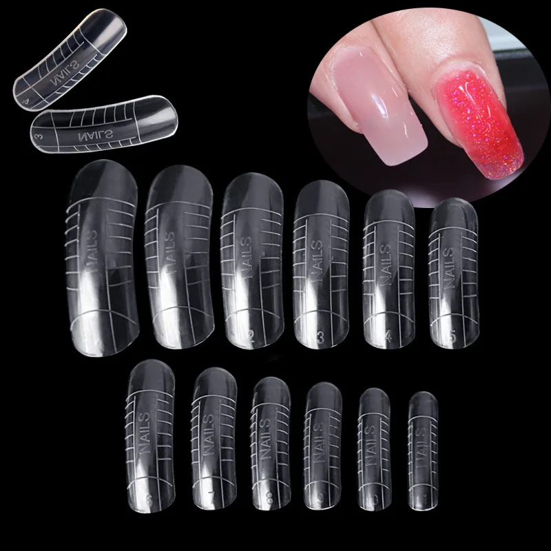 240pcs/box Jelly Poly Gel Nail Tips Fake Clear French Nail Art Full ...