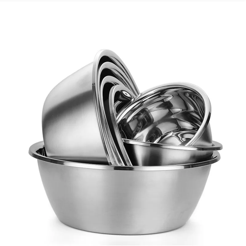 100%New 5Pcs stainless steel Bowl basin Thickened vegetable basin home ...