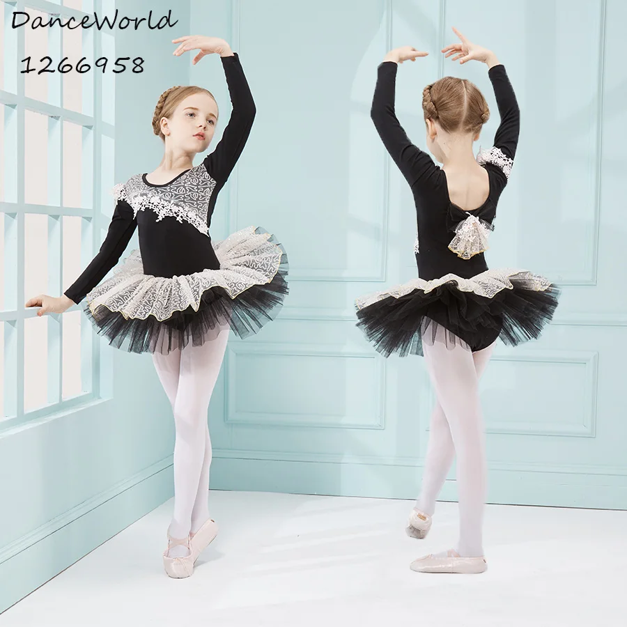 2017 children ballet dance costumes girls long sleeve tutus dress gym ...