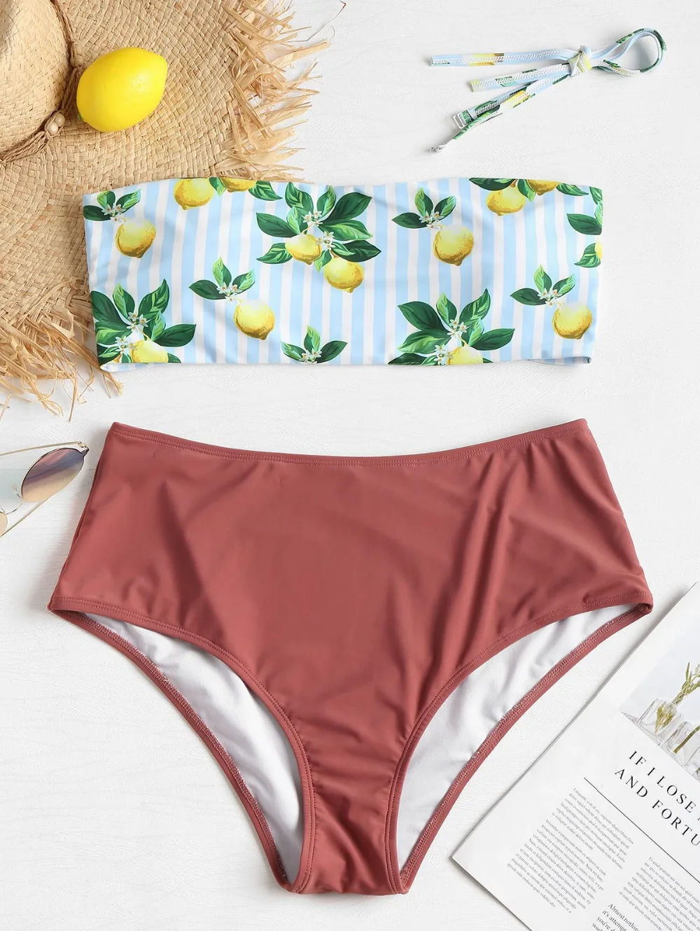 Feibushi 2018 Plus Size Swimwear Women Bikini High Waist Printing Bra