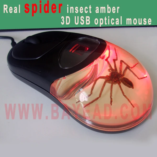 Real Spider Insect Amber 3D USB Computer Optical Mouse for Laptops ...