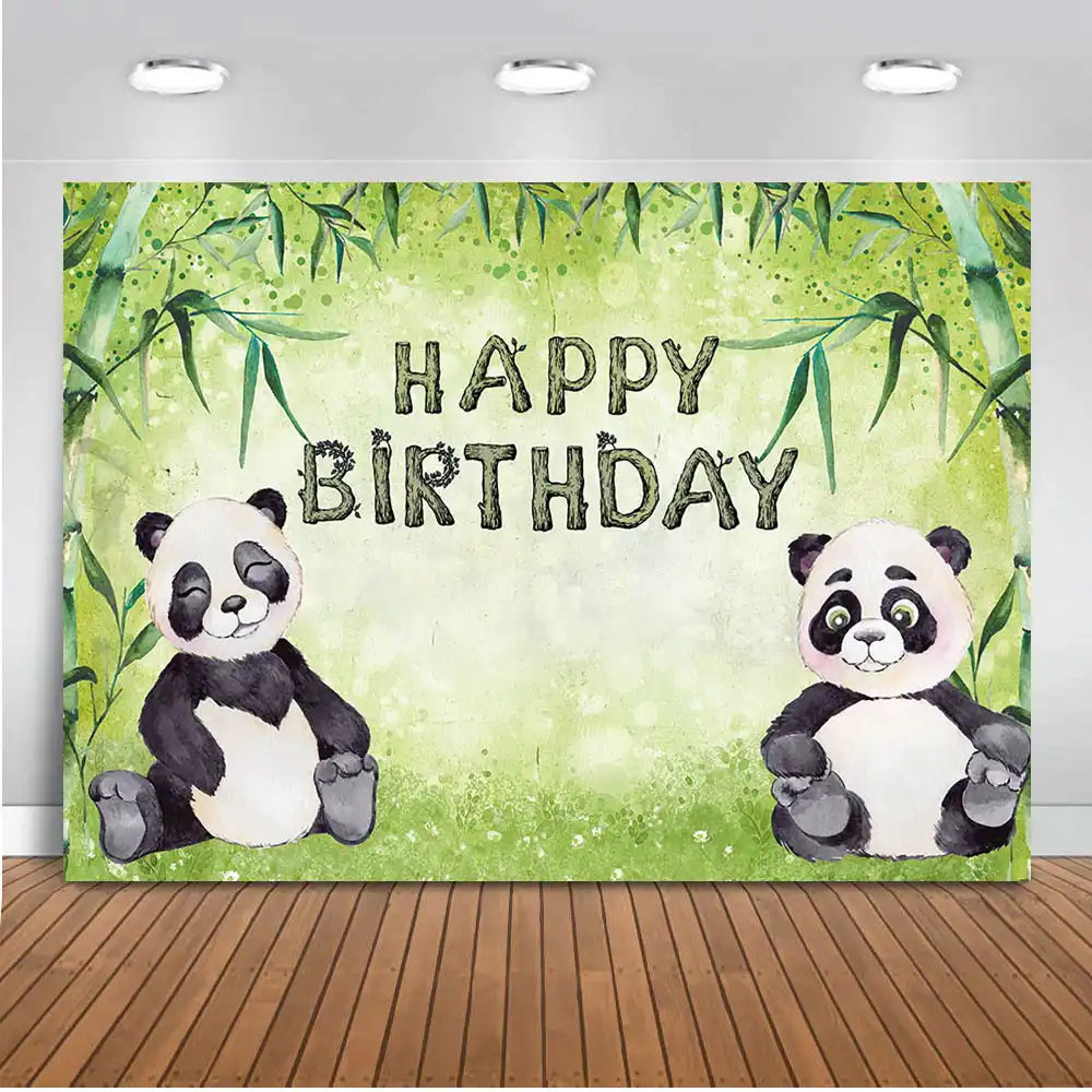 Neoback Panda theme backdrop for photography happy birthday party ...