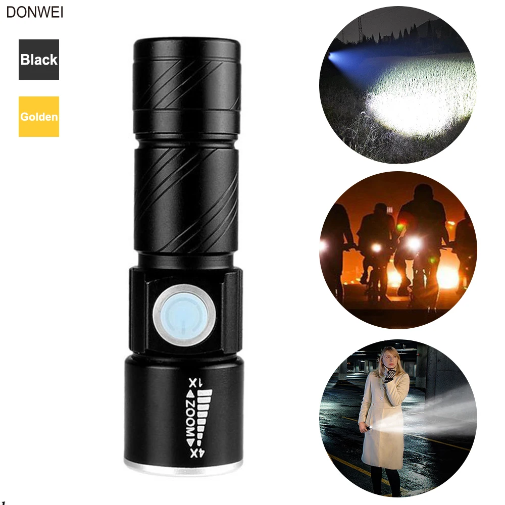 Donwei Portable Mini Usb Charger Led Flashlight Torch Adjustable ...