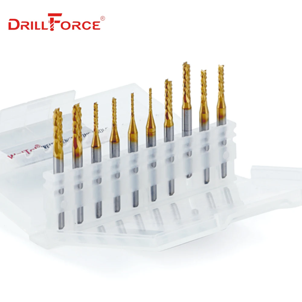 10PCS PCB Milling Cutter 0.5mm 3.175mm Titanium Milling Corn Milling ...