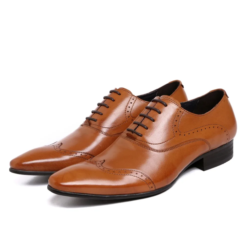 Fashion classic vintage mens dress shoes genuine leather formal ...