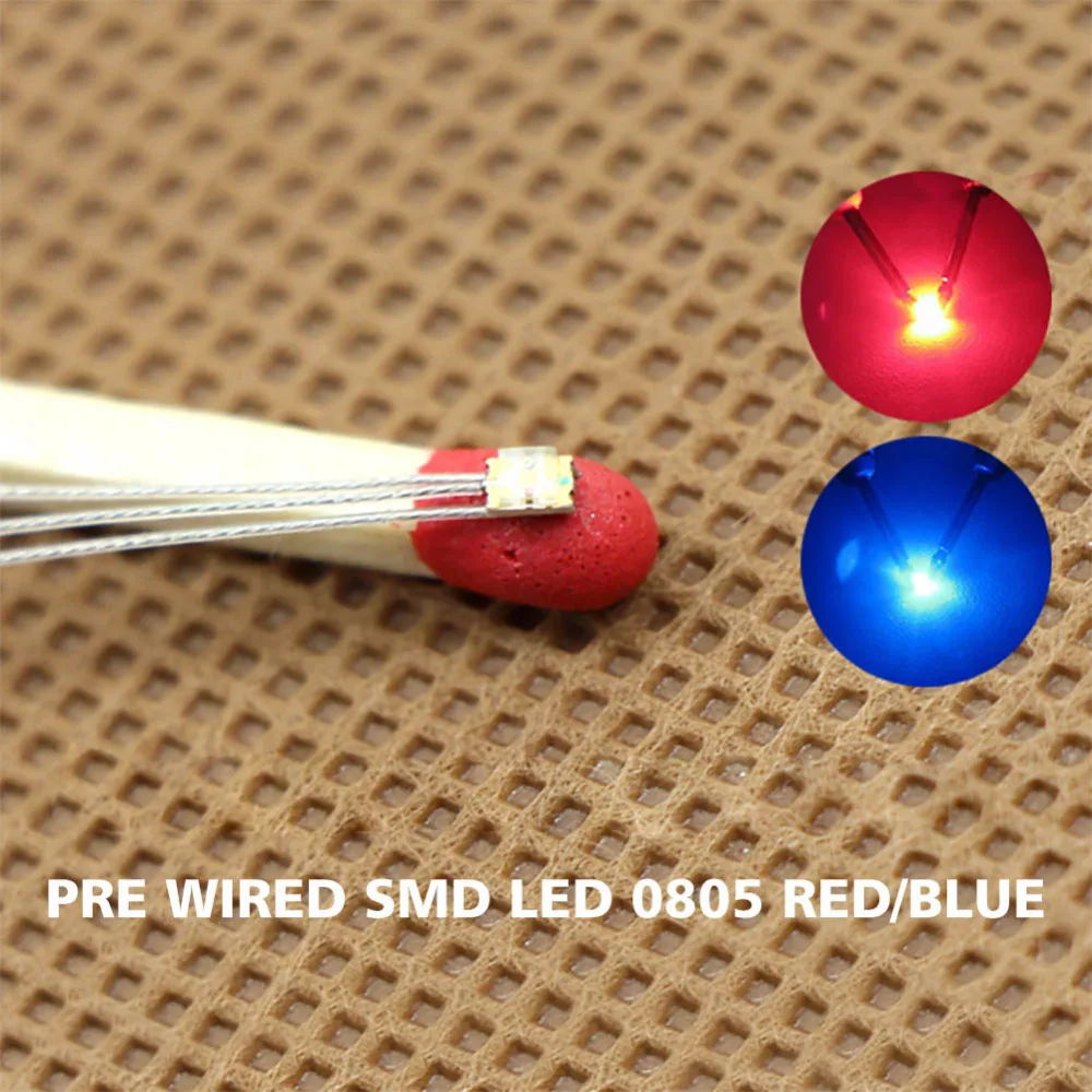 Dt0805rb 20pc Pre-soldered Litz Wired Leads Bi-color Red/blue Smd Led ...