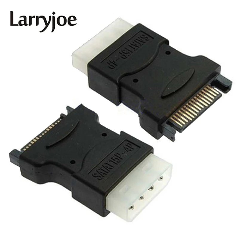 Larryjoe 2 Pack 15Pin Sata Serial ATA Male to Molex IDE 4 Pin Female M ...