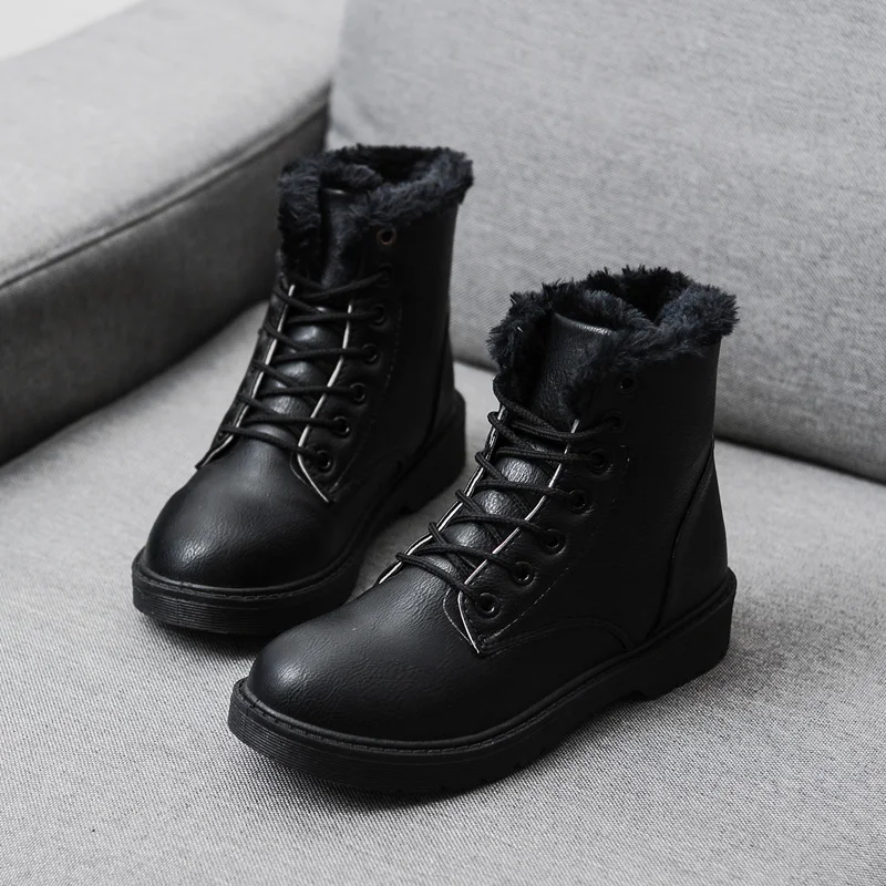 Купить 2018 мода женские меховые зимние сапоги зимние теплые кожаные ...