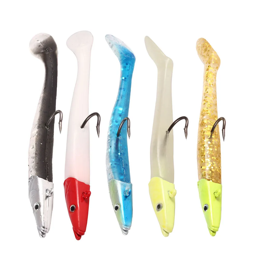Lead Head 11cm 19g 5pcs/Pack Artificial Bait Single Hook PVC Soft Lure ...