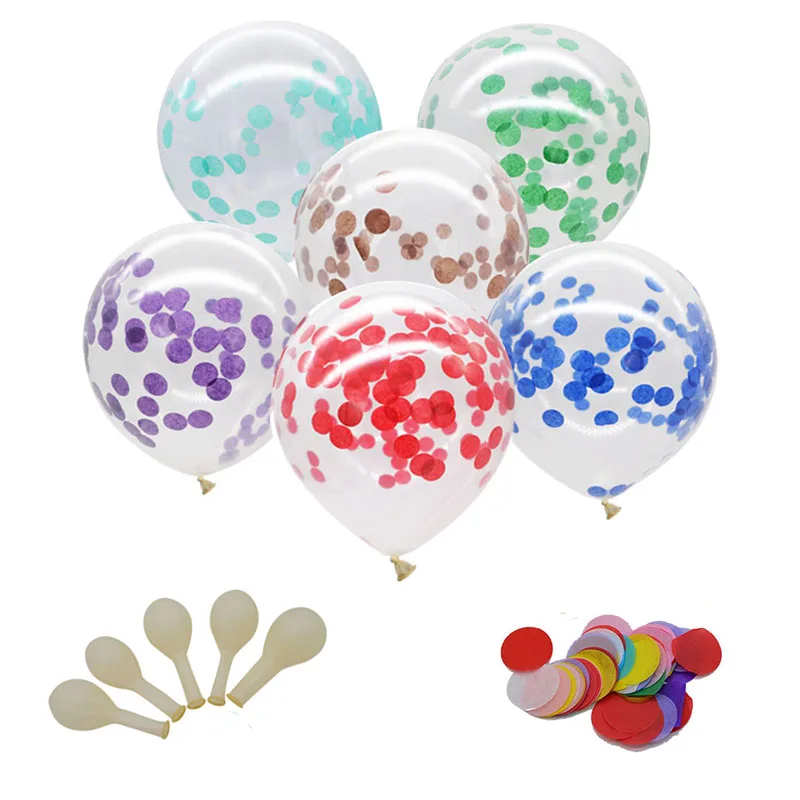 5Pcs 12" Multiolor Confetti Balloon Clear Ballons Party Wedding Party ...