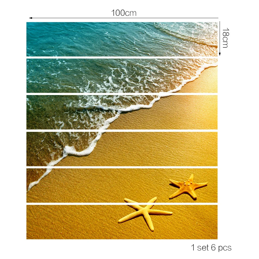 Sun Sandy Beach Seastar Waves DIY Steps Stairs Stickers Posters ...