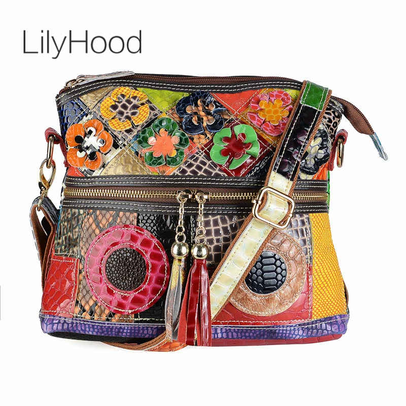 Patchwork Snake Skin Pouch Bag Women Genuine Leather Multicolor Stachel ...