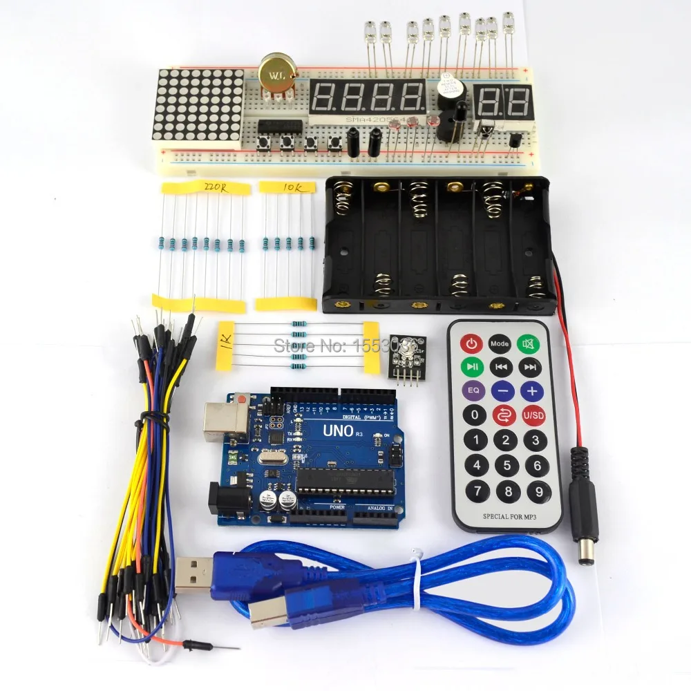 Basic Starter Kit Funduino Uno R3 Board Lm35 Sensor 830 Holes Breadboard Learning Packages