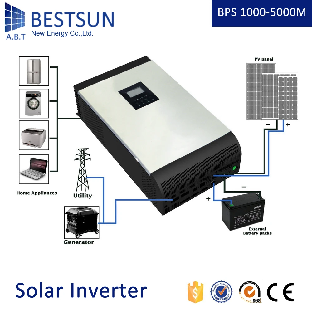 Pure sine wave inverter 5kva hybrid mppt 60A solar inverter BPS 5000M ...