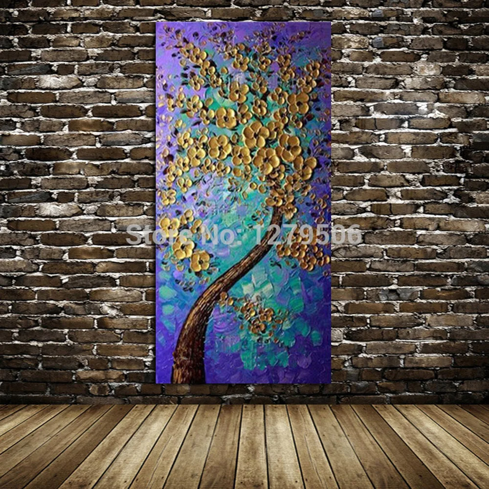 Neue Handgemachte Große Goldene Baum Gemälde Moderne Leinwand Kunst Ölgemälde Messer Für Home ...