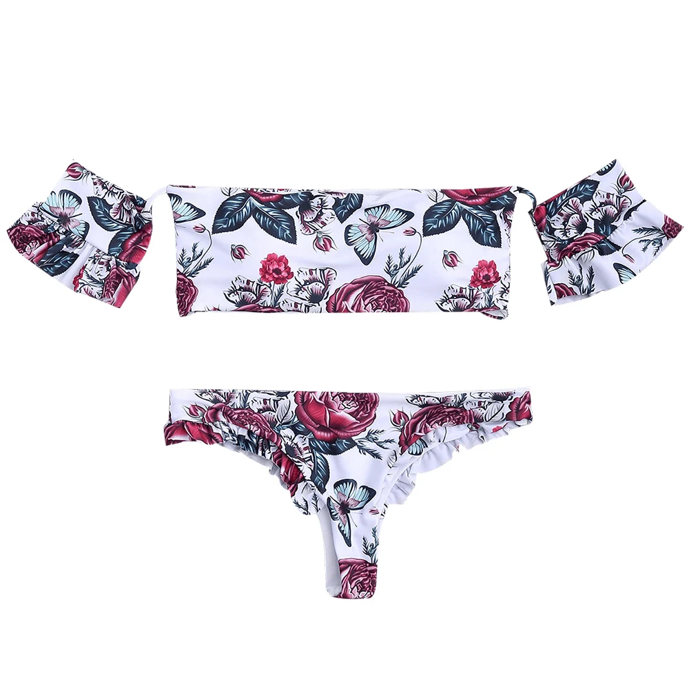 Floral-Swimsuit-Women-Bikini-Swimwear-Off-Shoulder-Bikini-Set-Simple ...