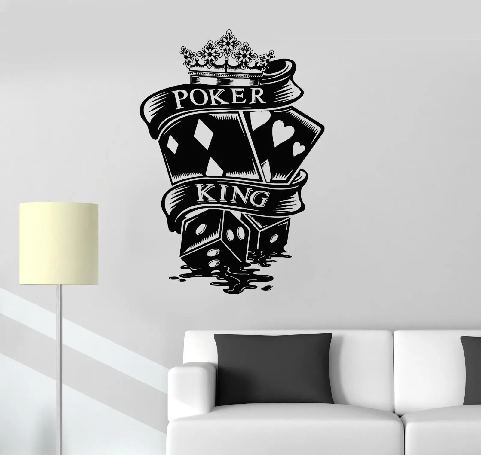 G002 Poker King Casino Gambling Decor Mural Wall Stickers Vinyl Decal ...