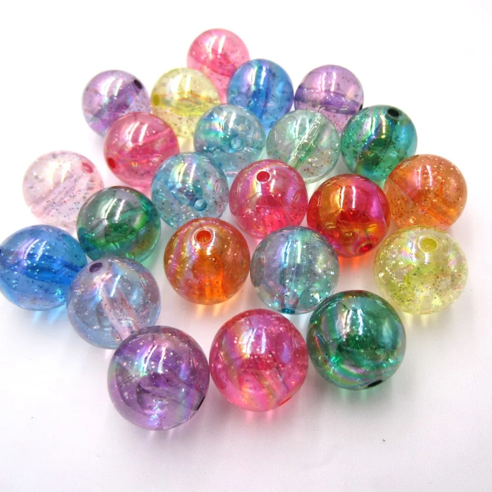 New Arrival 10 Color Mix 20MM AB Clear Glitter Round Beads DIY ...