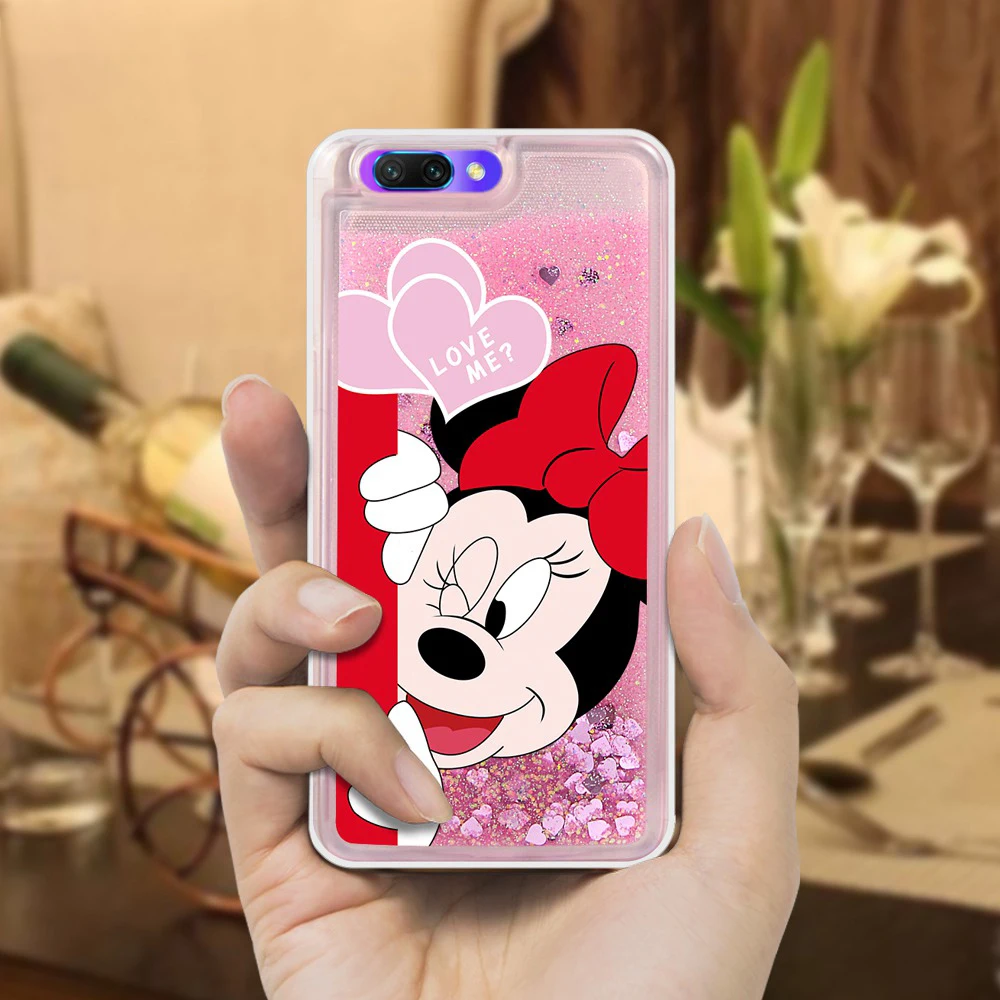For Honor 10 Case Liquid Pink Mouse Fashion Cute Mickey Case For Huawei ...