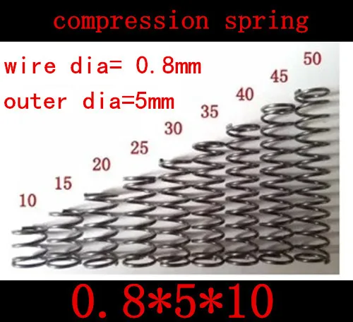 50pcs 0.8mm 0.8*5*10mm 0.8 x 10mm Small spot spring wire compression ...
