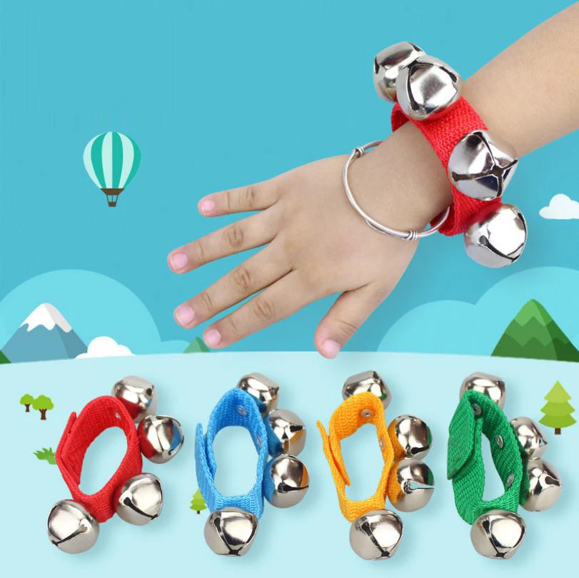 2PCS Music Instruments Toy 4 bell Jingle Wrist Ankle Foot Bell Bracelet ...