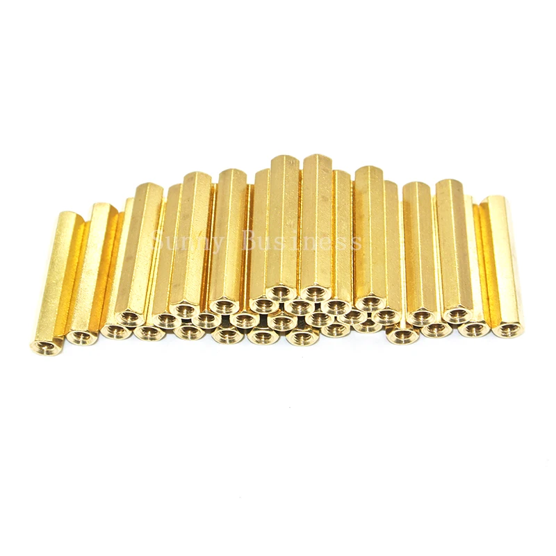 50pcs/lot M3*L (4mm~50mm) Brass Standoff Spacer Female Female M3*L ...